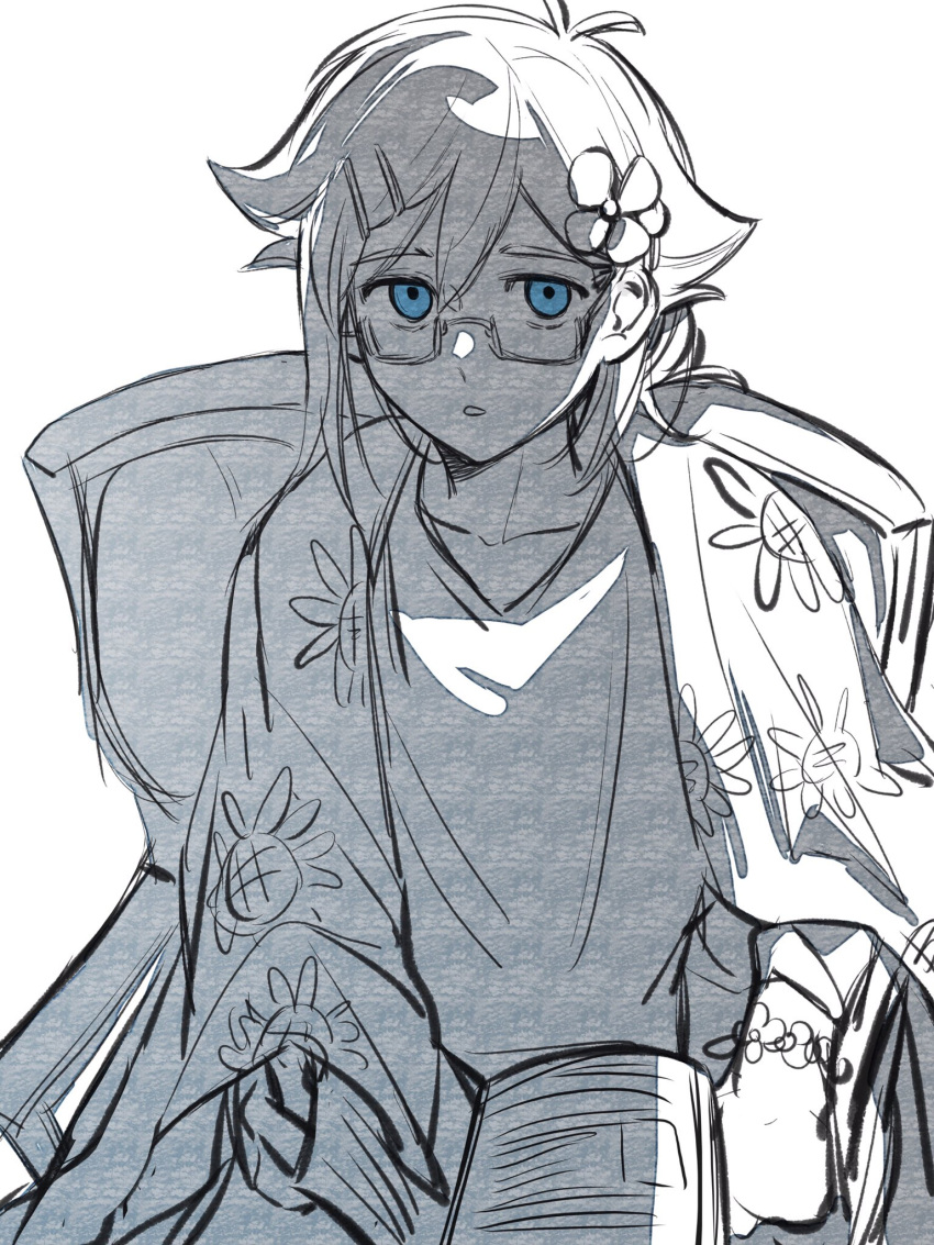 Safebooru - 1boy alternate costume basil (faraway) (omori) basil (omori) bespectacled blue eyes ...