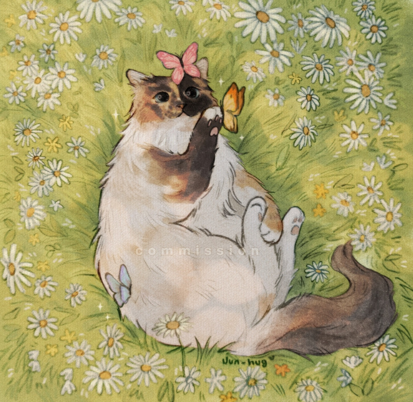 Safebooru - animal animal focus artist name bug butterfly cat commentary commission english ...