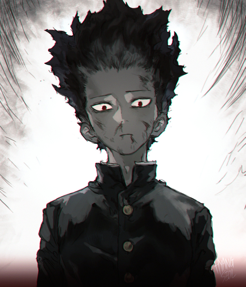 Safebooru - 1boy absurdres black hair black jacket blood blood on face ...