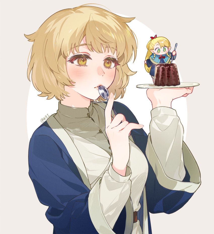 Safebooru - 2girls artist name blonde hair blue capelet blue jacket ...
