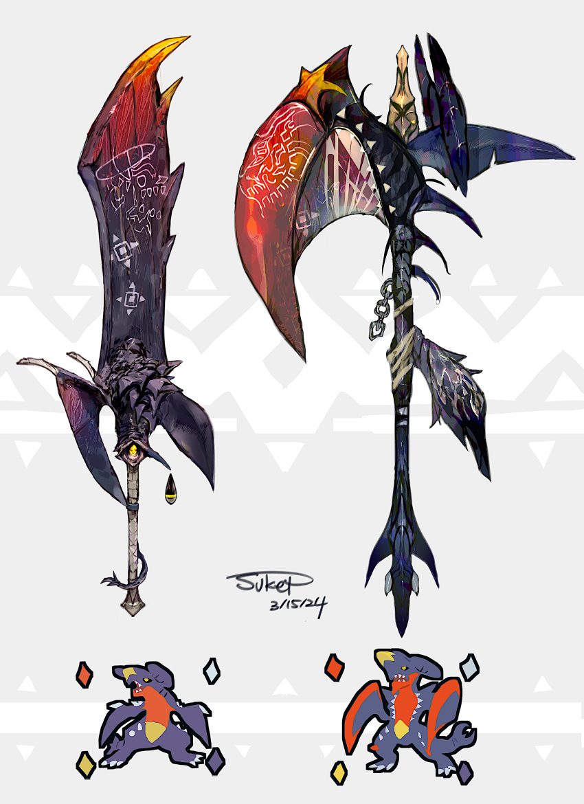 Safebooru - absurdres axe battle axe chain color guide dated garchomp ...