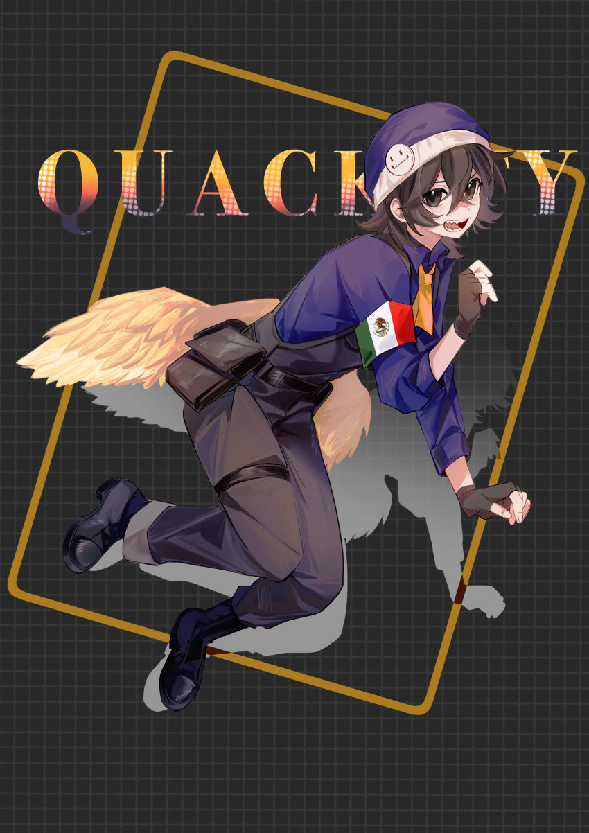 Safebooru - 1boy absurdres animification beanie bird boy bird wings bishounen black hair ...