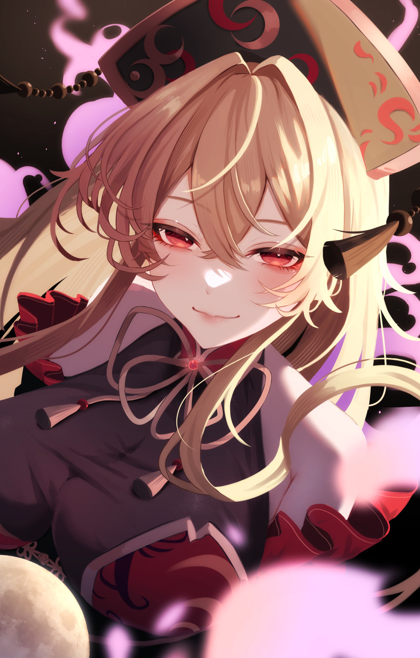 Safebooru - 1girl absurdres adapted costume black dress black hat blush breasts closed mouth ...