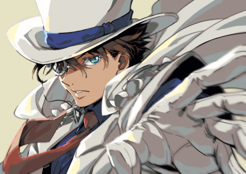 Safebooru - blue eyes blue shirt blurry borokouhek brown hair cape ...