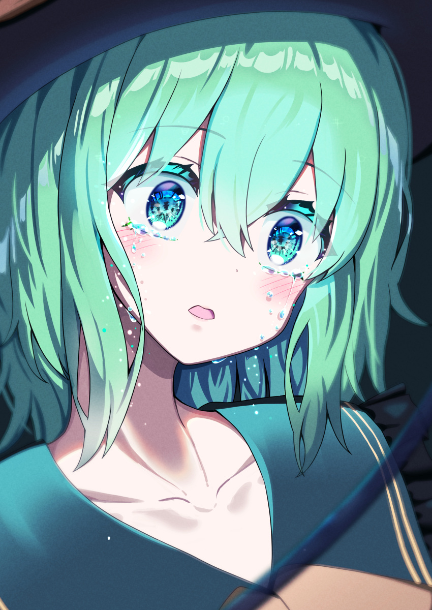 Safebooru - 1girl absurdres black hat blush collarbone crying crying ...