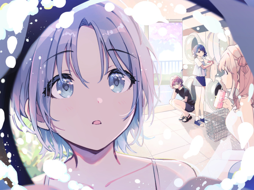 Safebooru - 4girls aqua eyes asakura toru black hair brown hair close ...