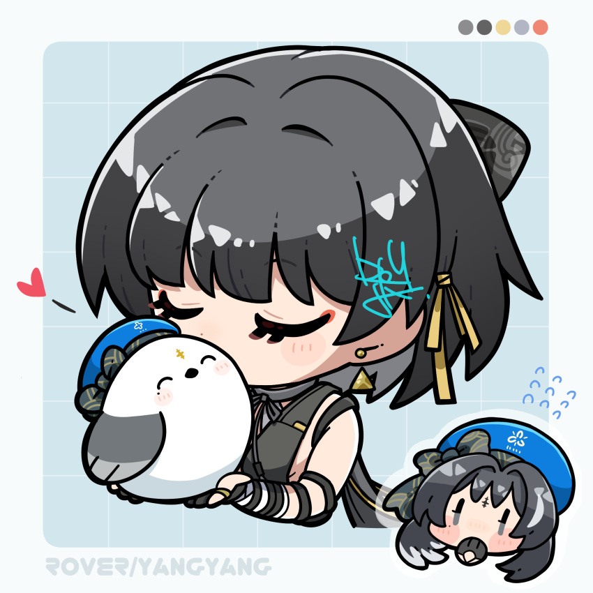 Safebooru - bare shoulders beret bird black bow black dress black eyes black gloves black hair ...