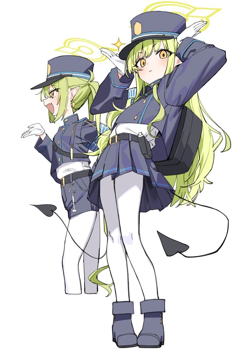 Safebooru - 2girls absurdres black footwear black hat black jacket black shorts black skirt ...