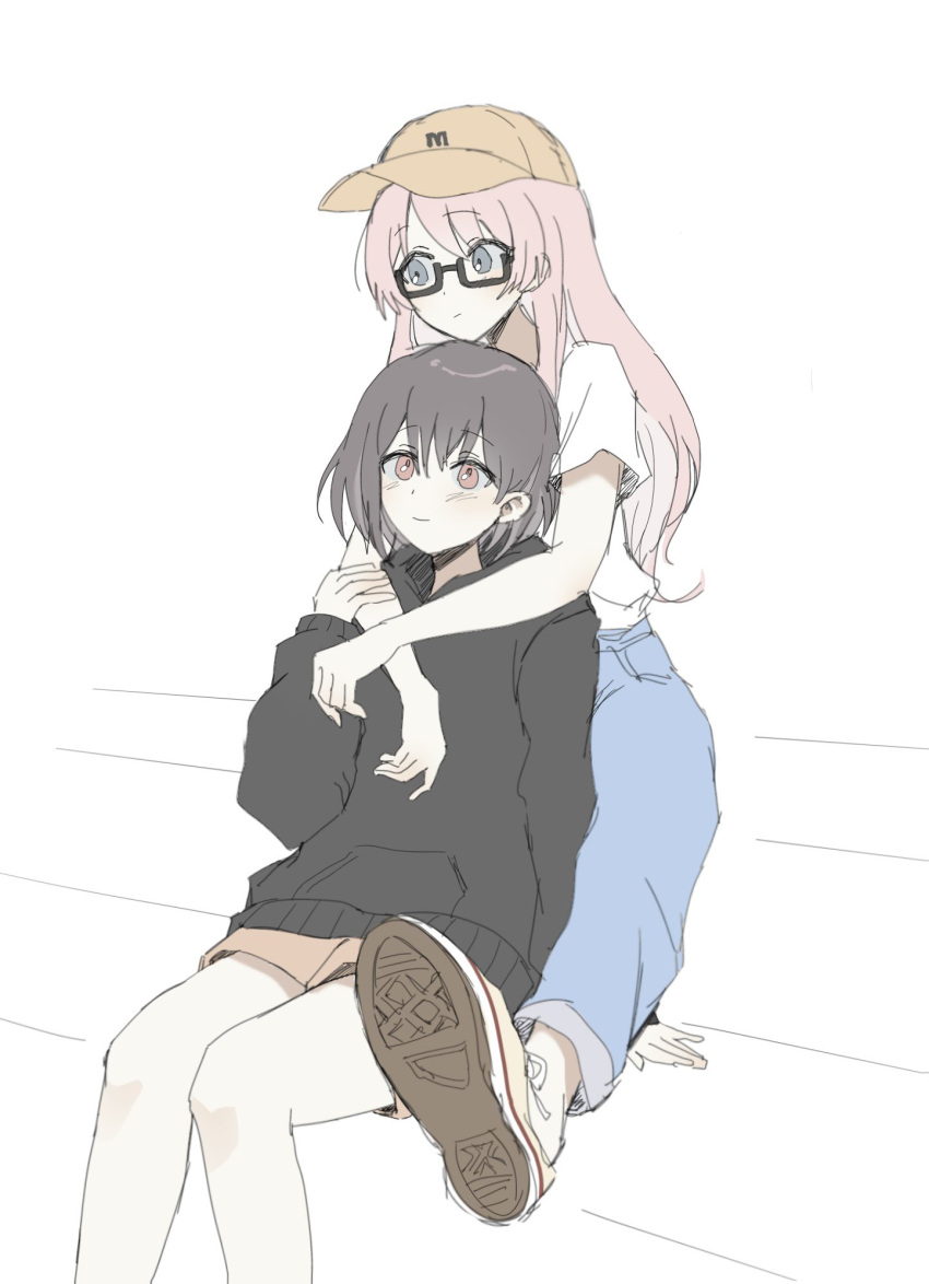 Safebooru - 2girls anon8p bang dream! bang dream! it's mygo!!!!! baseball cap black hoodie blue ...