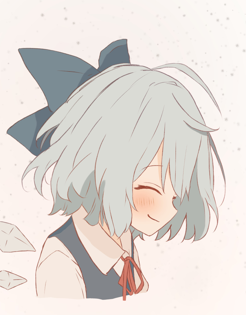 Safebooru - 1girl absurdres ahoge blue bow blue dress blue hair blush bow cirno closed eyes ...