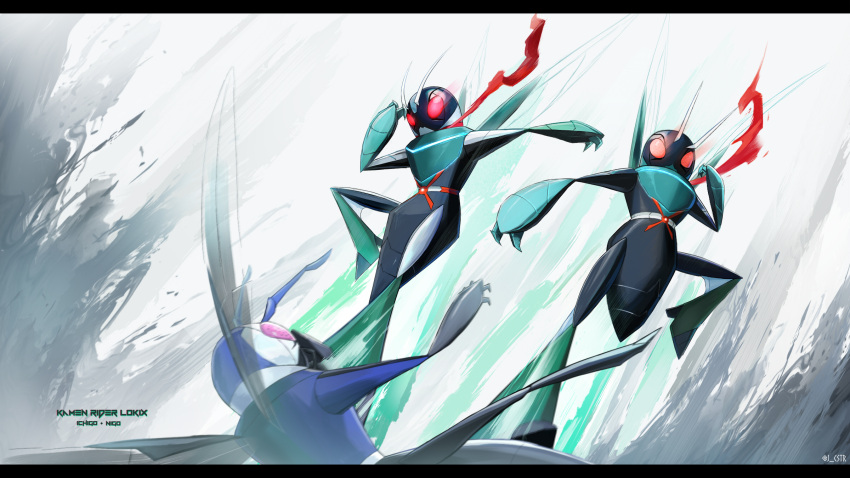 Safebooru - colored skin flying kick fusion green skin highres jcstr ...