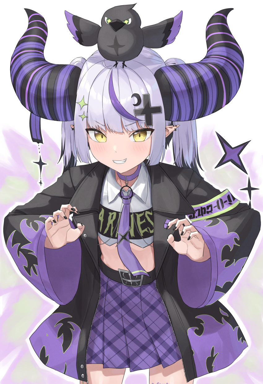 Safebooru - 1girl 1other ahoge animal on head bandaged horn belt bent ...