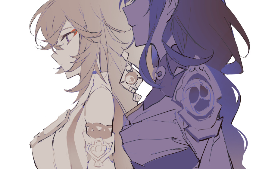 Safebooru - 2girls animal ears braid closed mouth earrings faceless ...