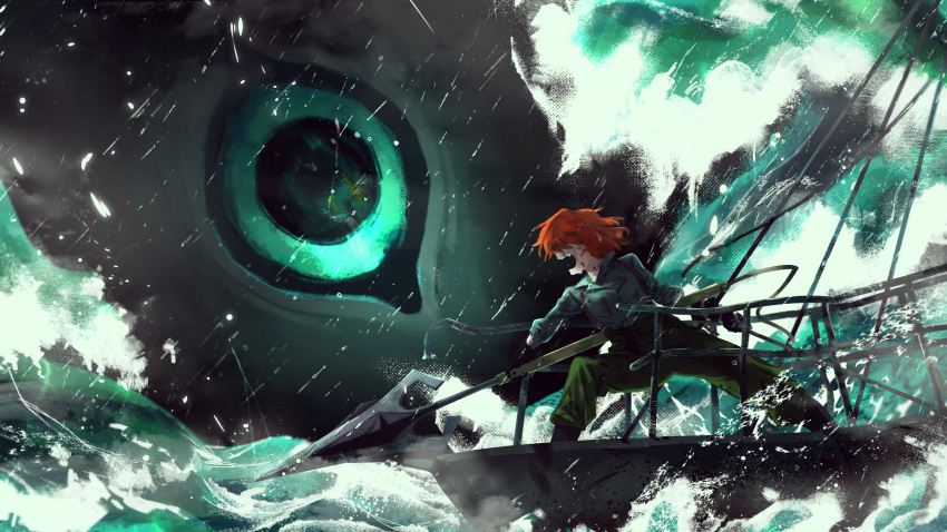 Safebooru - 1girl akantai black gloves full body gloves green pants ...