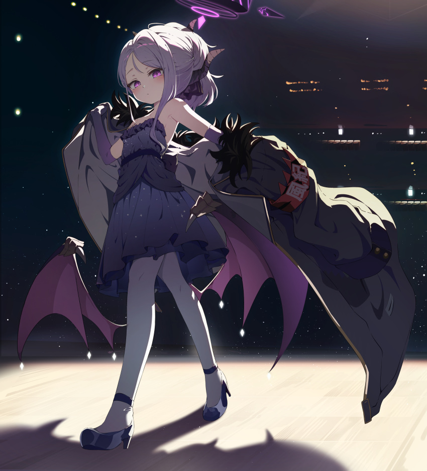 Safebooru - 1girl absurdres black coat black footwear black horns blue archive blush closed ...