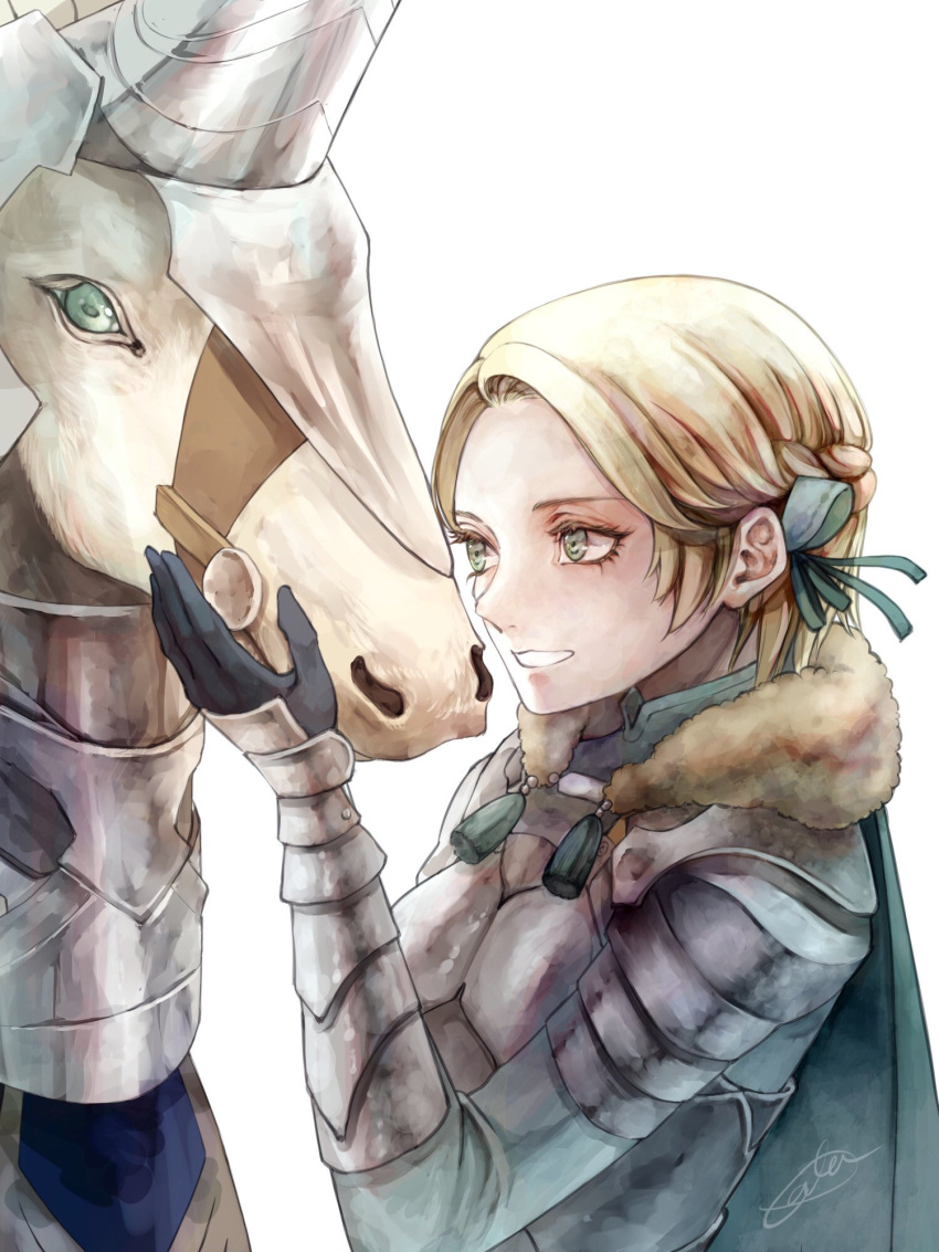 Safebooru - 1girl armor barding blonde hair boobplate breastplate cape commentary request eula ...