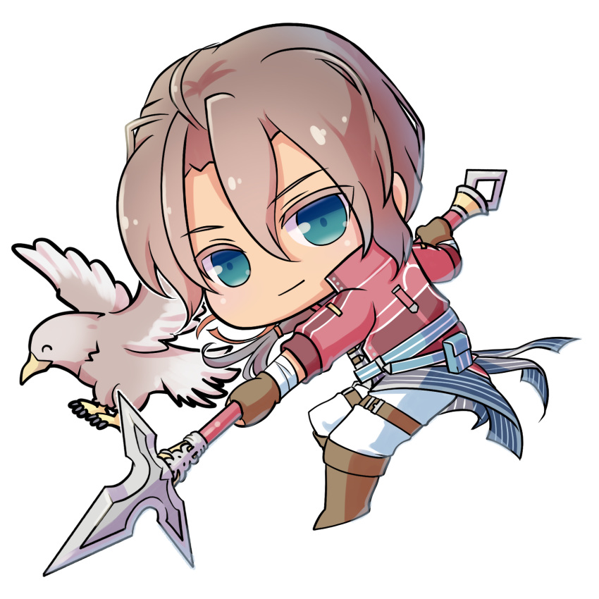 Safebooru - 1boy ^ ^ bird blue eyes boots brown hair chibi chibi only ...