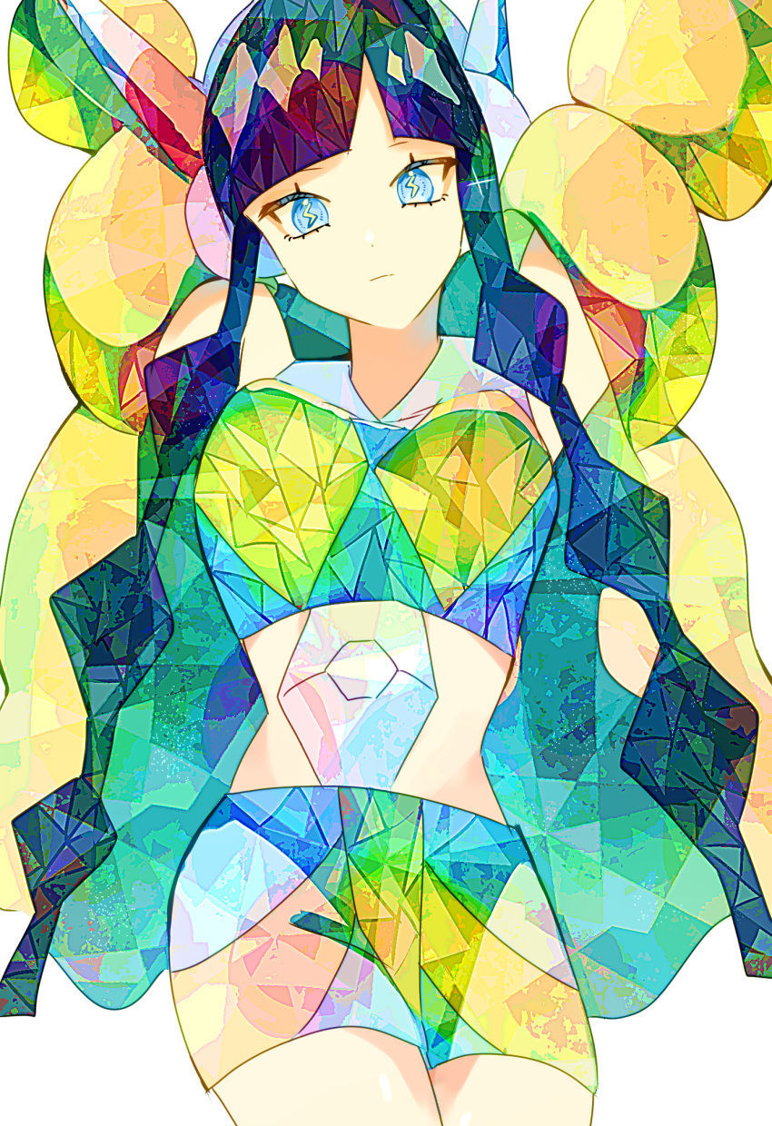 Safebooru - 1girl black hair blue eyes cowboy shot elesa (pokemon) highres lightning bolt-shaped ...