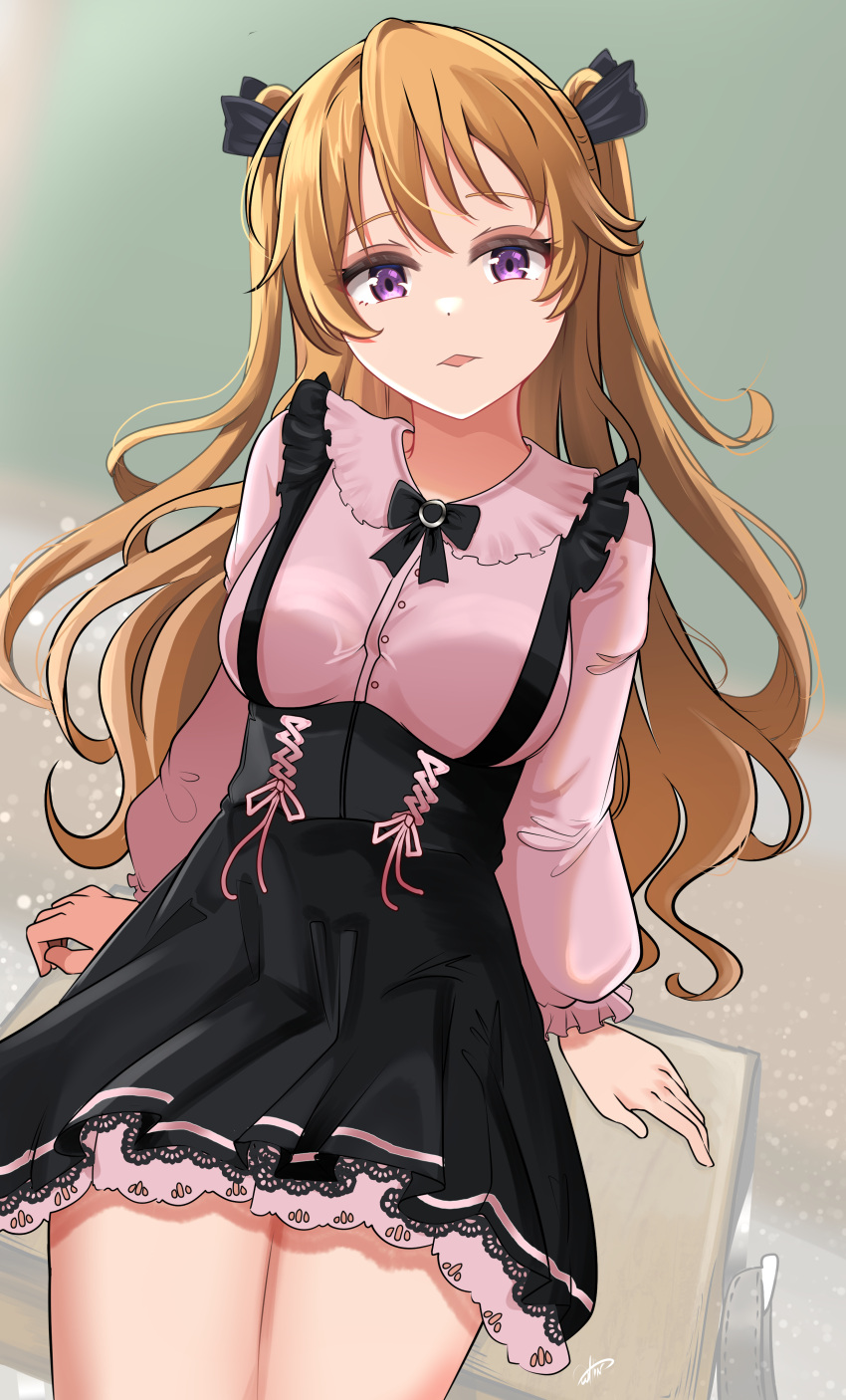 Safebooru - 1girl absurdres black bow black bowtie black skirt bow bowtie breasts commentary ...