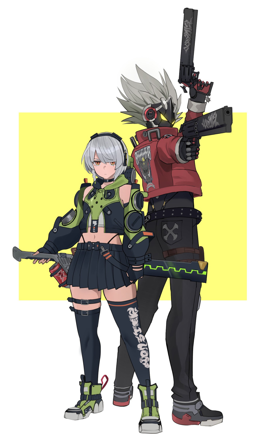 Safebooru - absurdres aiming anby demara bare shoulders billy kid black ...