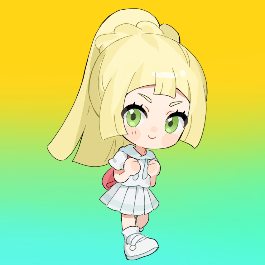 Safebooru - 1girl blonde hair blunt bangs blush stickers chibi closed mouth commentary request ...