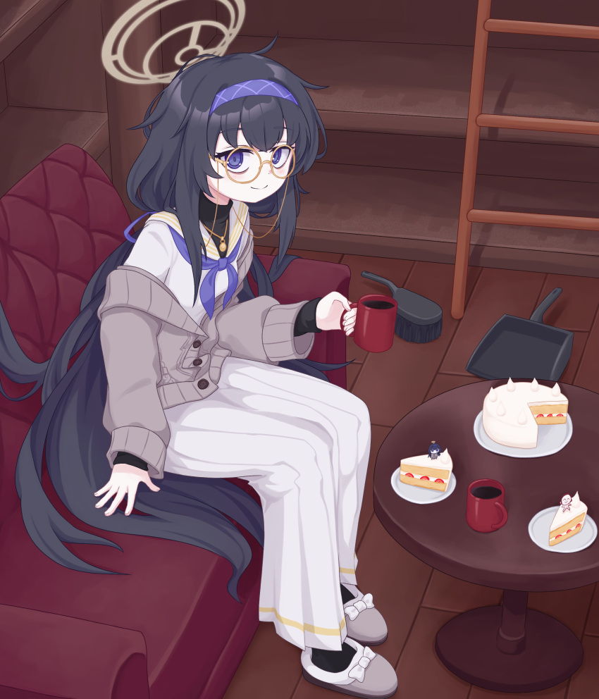 Safebooru - 1girl absurdres bags under eyes black hair black pantyhose black undershirt blue ...