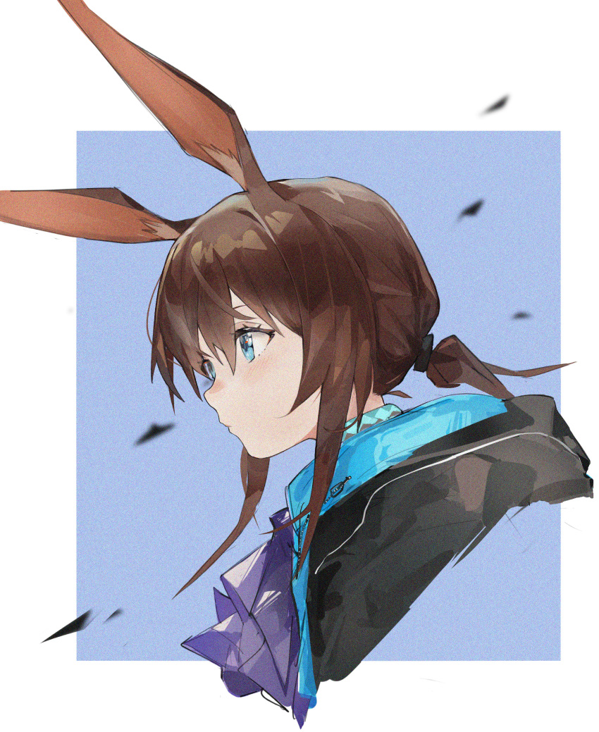 Safebooru - 1girl absurdres amiya (arknights) animal ears arknights black jacket blue background ...