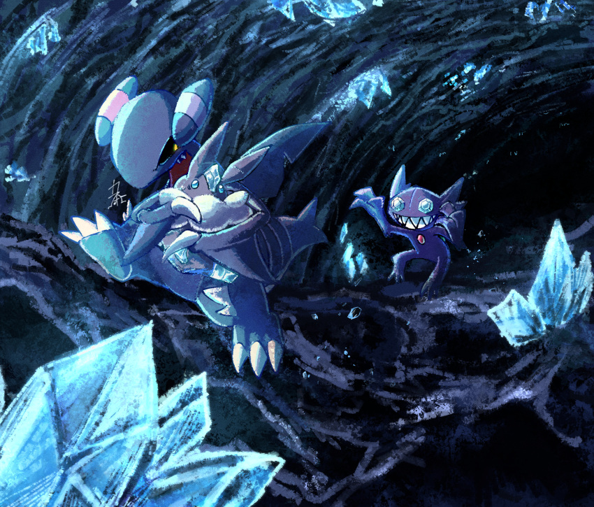 Safebooru - carbink cave claws commentary request crystal gabite grin ...