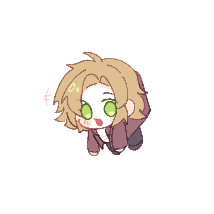 Safebooru - +++ 1boy :3 black pants brown jacket chibi chibi only ...
