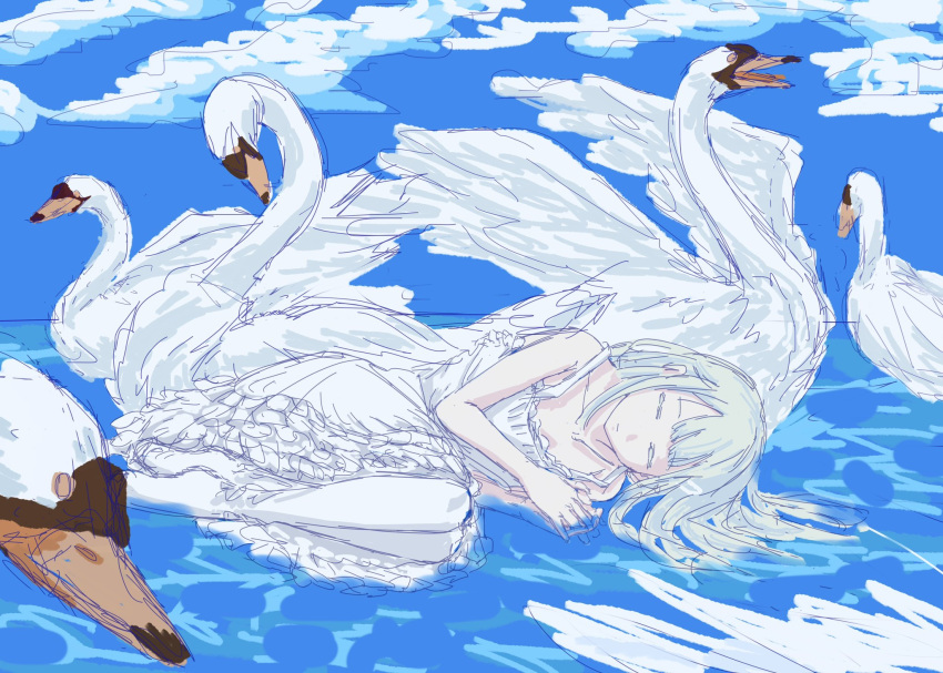 Safebooru - 1girl bang dream! bang dream! it's mygo!!!!! bare arms bird blue sky closed eyes ...