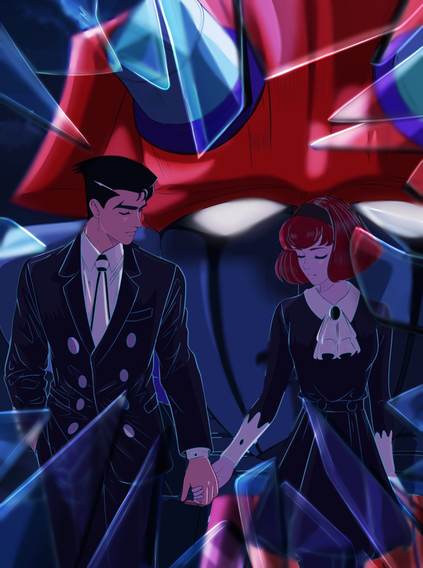 Safebooru - 1boy 1girl android big o (mecha) black dress black hair bob ...