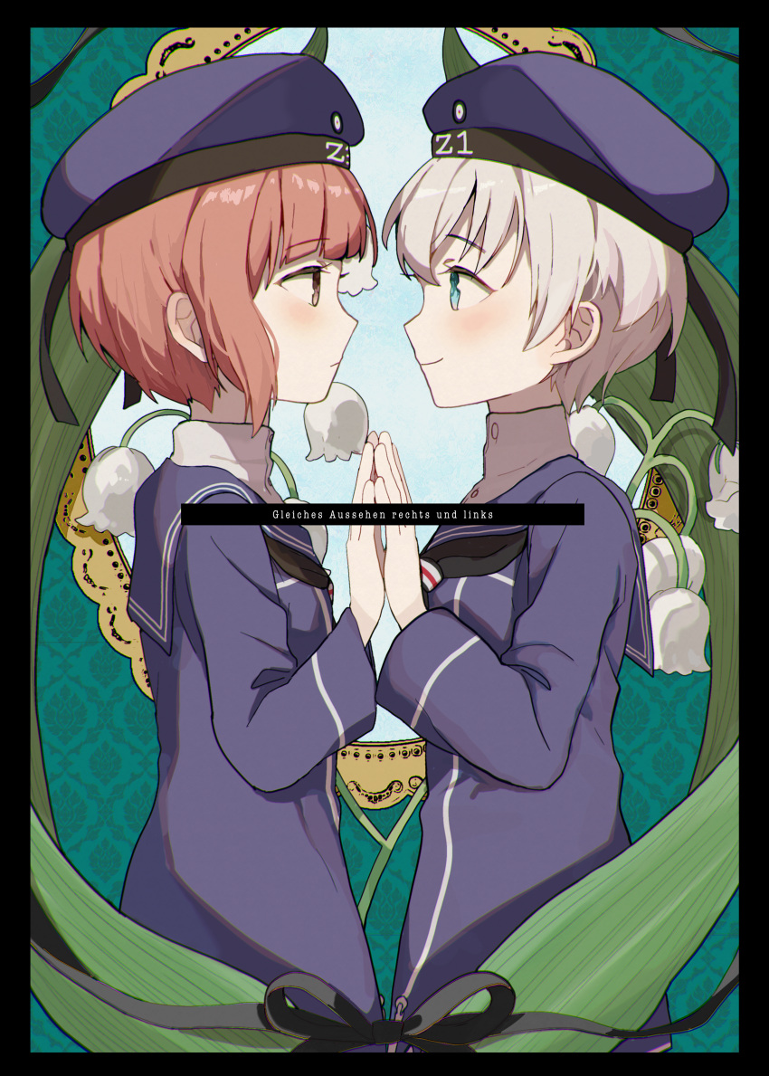 Safebooru - 2girls absurdres black dress black sailor collar blonde hair blue eyes blush closed ...