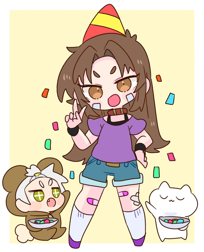 Safebooru - 1girl 1other :o animal animal costume bandaid bandaid on knee bandaid on leg ...