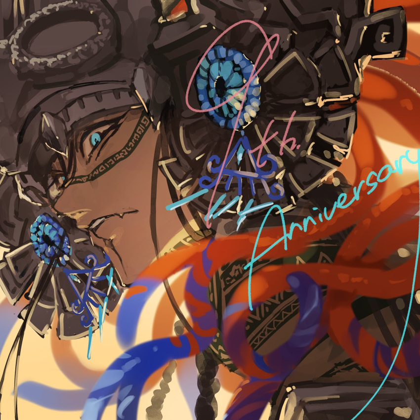 Safebooru - 1boy anniversary black hair blue eyes braid camazotz (fate ...