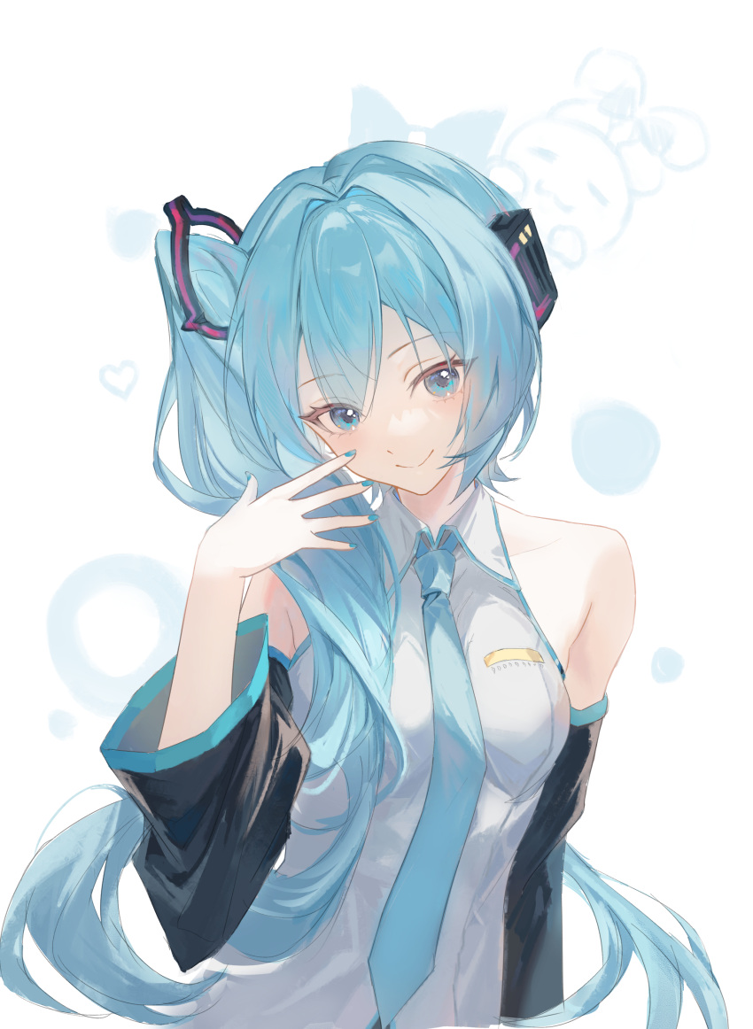 Safebooru - 1girl absurdres alternate hairstyle aqua eyes aqua hair aqua nails aqua necktie aqua ...