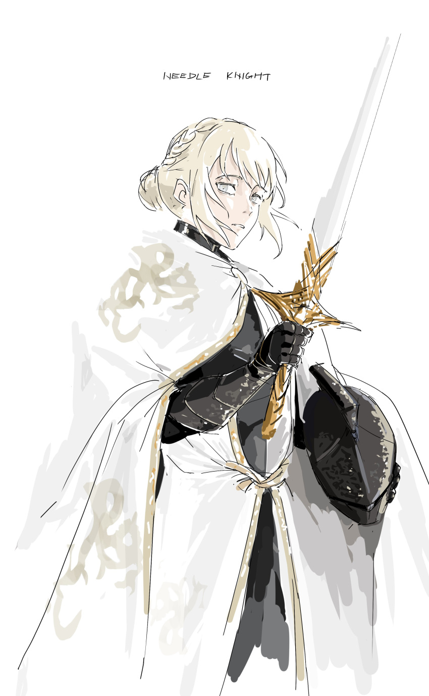 Safebooru - 1girl absurdres armor blonde hair braid breastplate cape dtmahotsukai elden ring ...