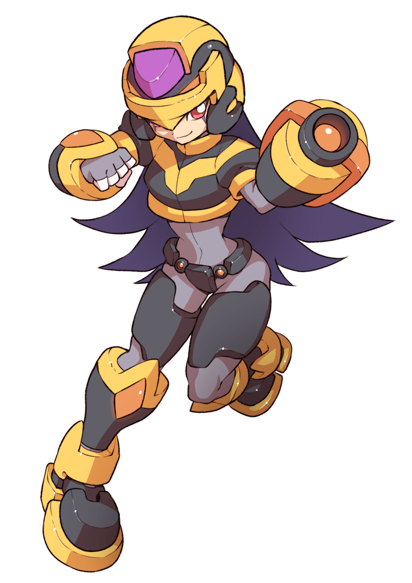 Safebooru - 1girl absurdres arm cannon armor black armor black hair black helmet blonde hair ...