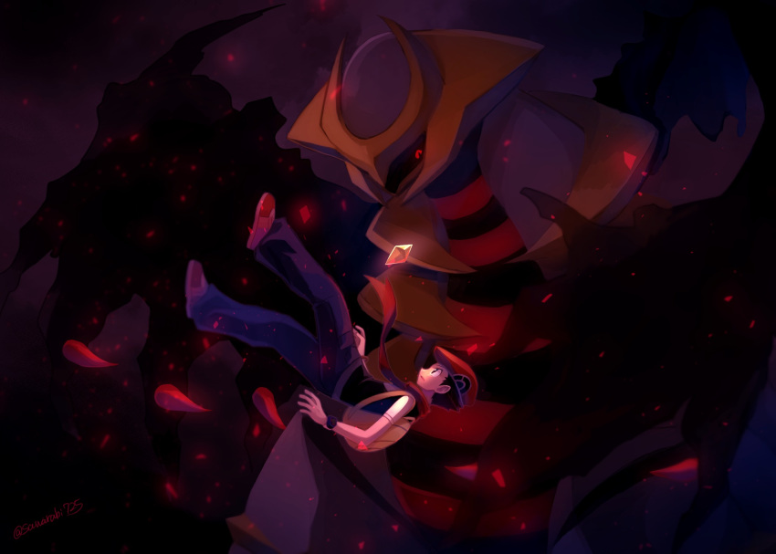 Safebooru - 1boy backpack bag beret black hair black sclera colored ...