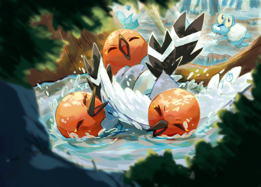 Safebooru - 1other bird blurry blurry foreground closed eyes commentary ...