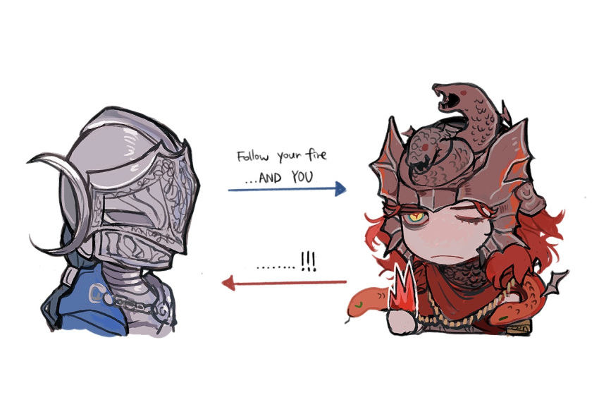 Safebooru - ...! 1boy 1girl armor arrow (symbol) bags under eyes bat ...