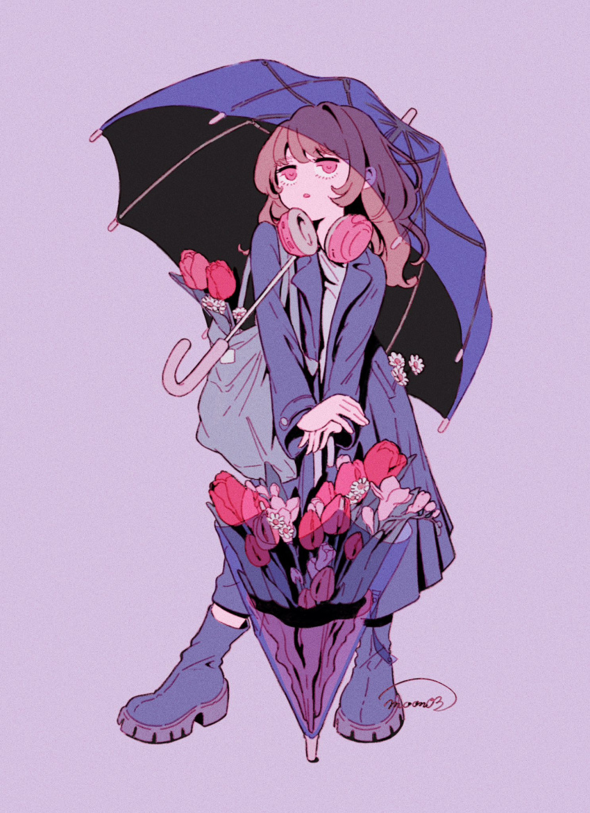 Safebooru - 03moonmoonmoon 1girl :o bag black umbrella blazer blue ...