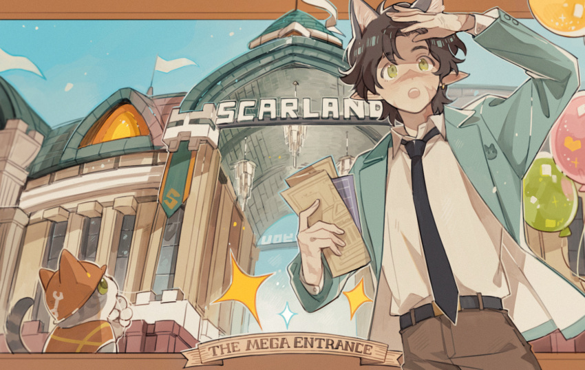 Safebooru - 1boy animal animal ears brown hair cat cat boy cat ears ...