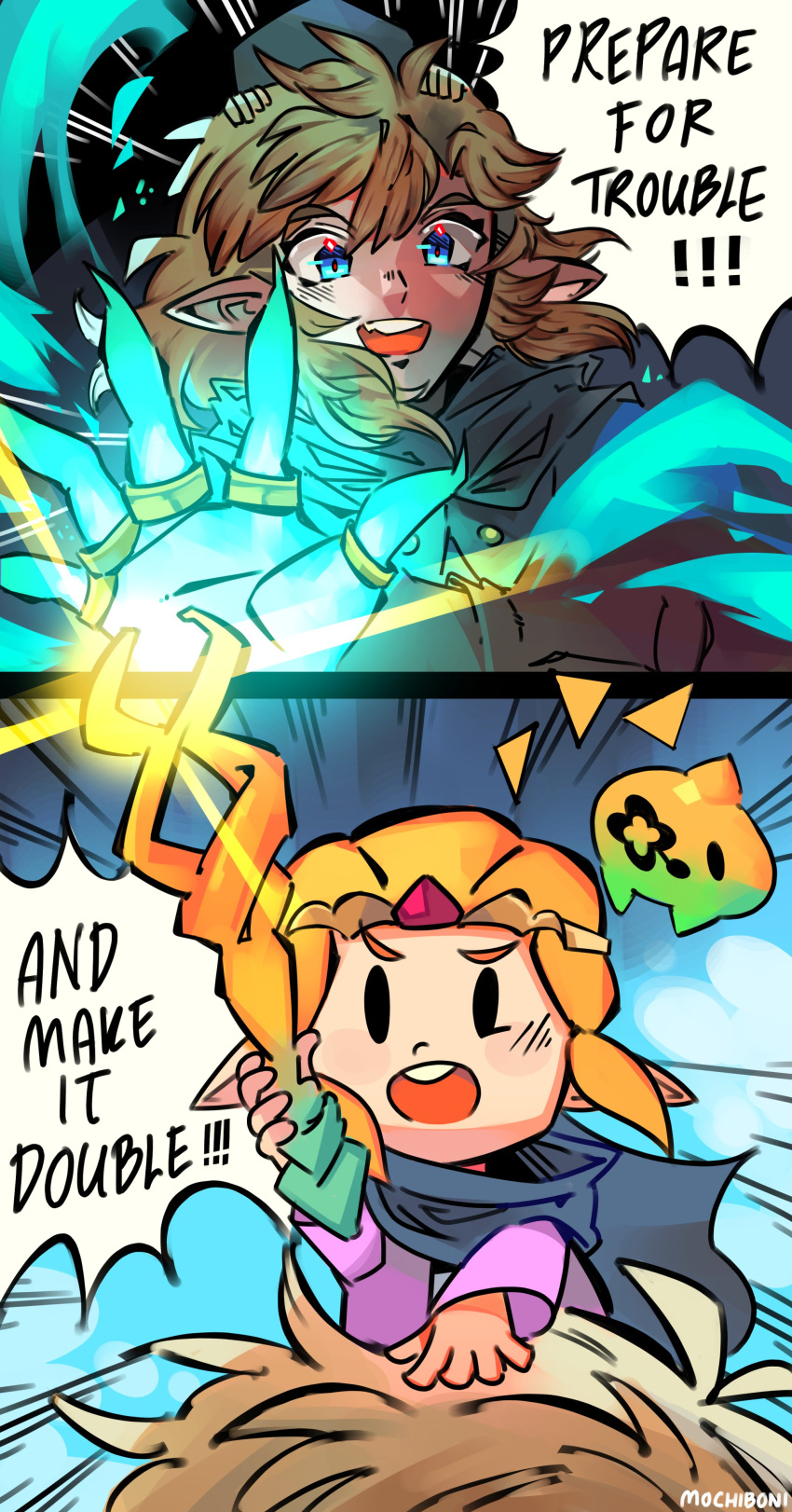 Safebooru - 1boy 1girl absurdres blonde hair blue tunic blush highres ...