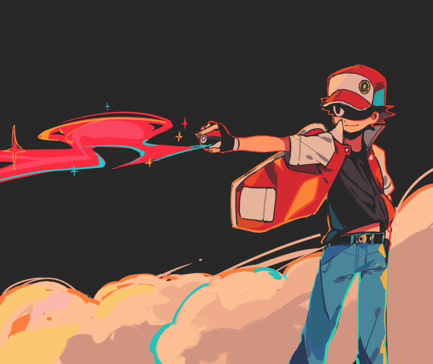 Safebooru - 1boy baseball cap belt black background black belt black gloves black hair black ...