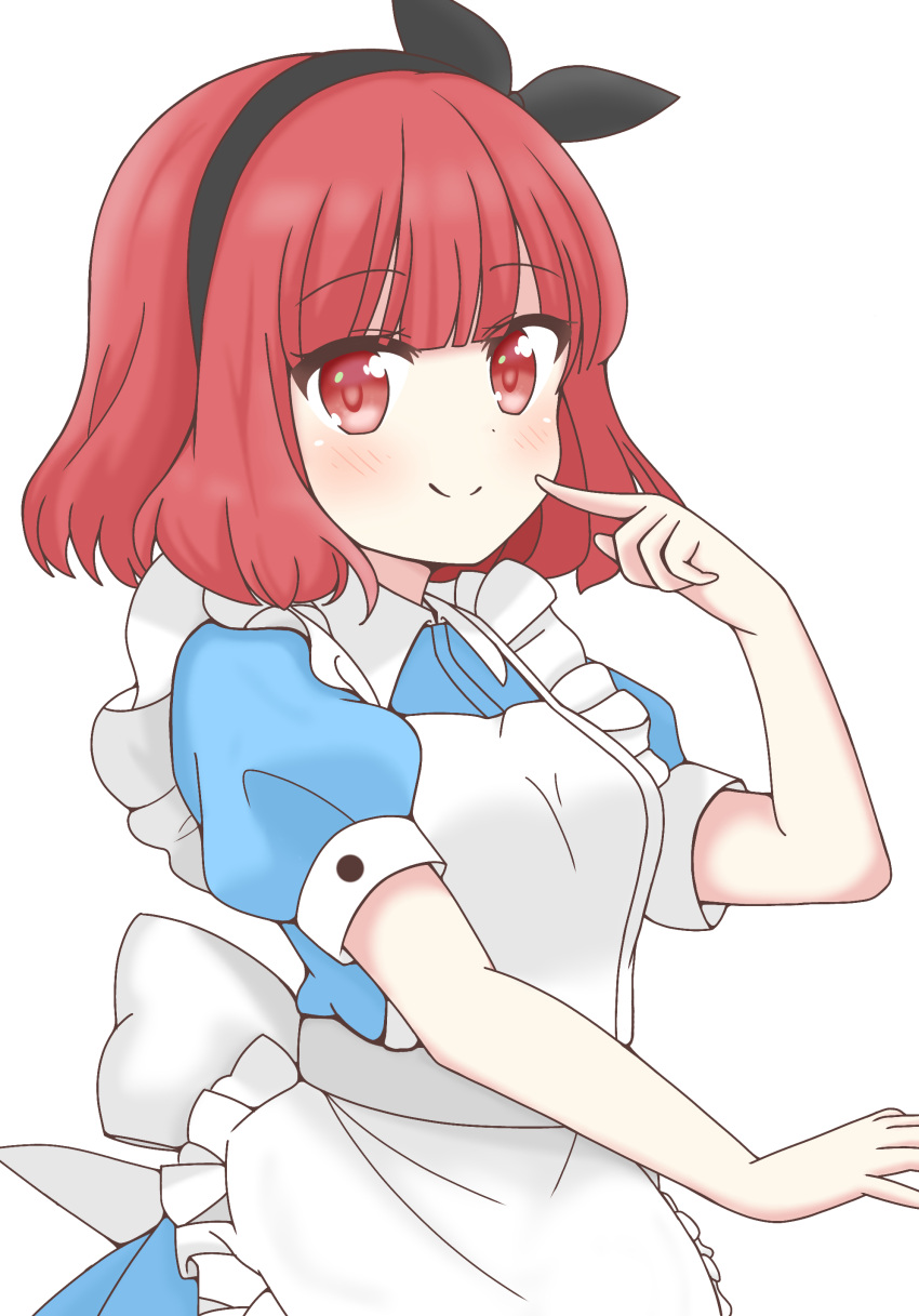 Safebooru - 1girl absurdres apron blue dress blush bow bow hairband closed mouth collar dress ...