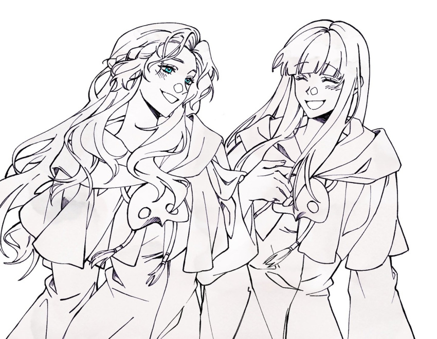 Safebooru - 2girls ^ ^ azem (ff14) blue eyes blunt bangs capelet closed ...