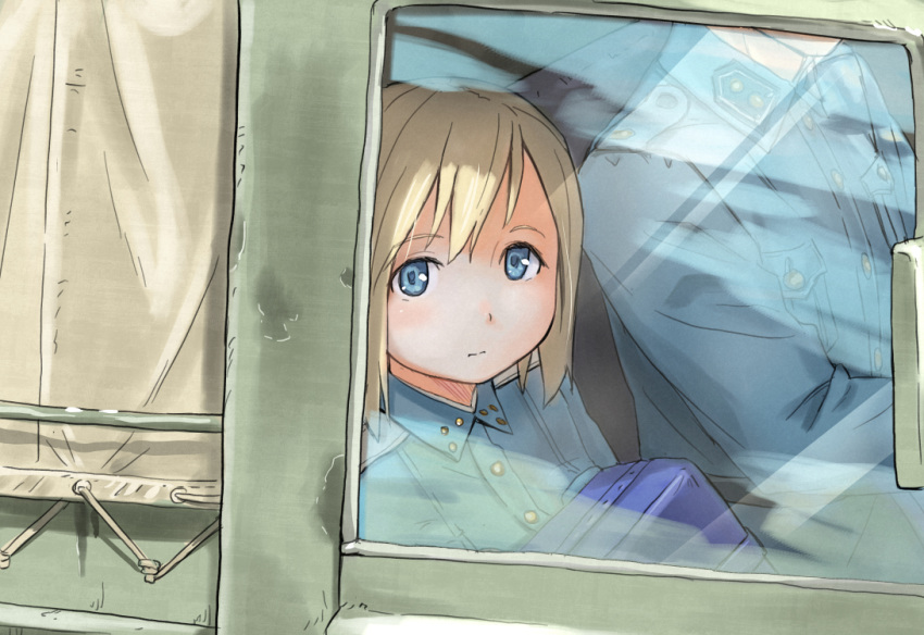 Safebooru - 1girl bag blonde hair blue eyes commentary request driving duplicate elma leivonen ...