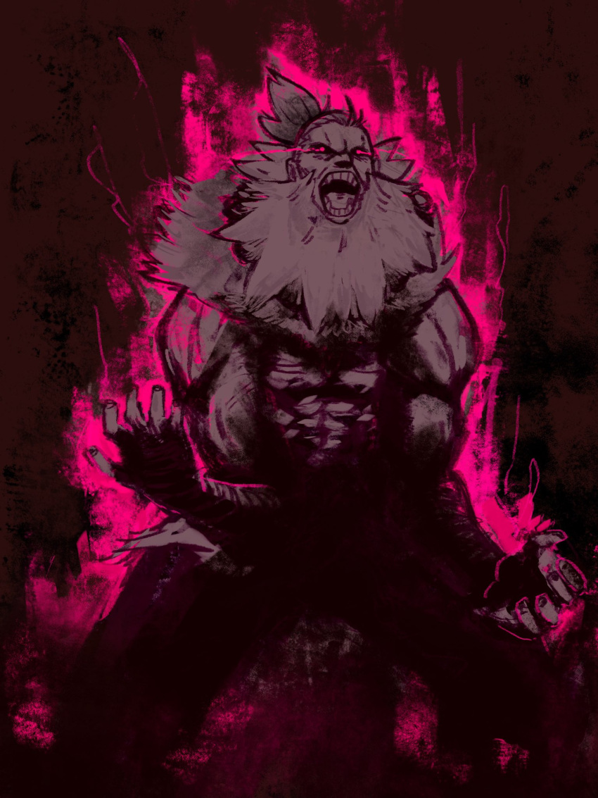 Safebooru - akuma (street fighter) aura beard dark aura facial hair fur ...