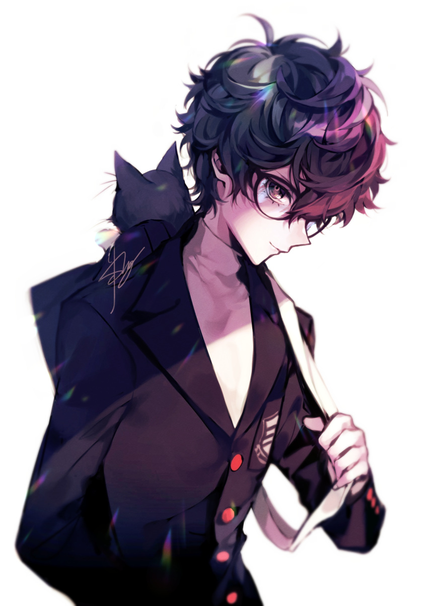 Safebooru - 1boy amamiya ren backpack bag black eyes black hair black jacket closed mouth ...