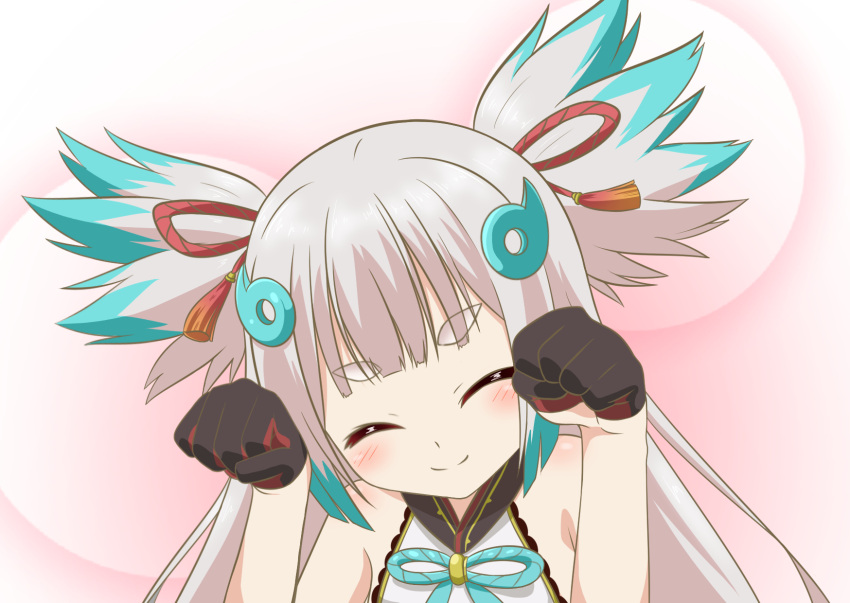 Safebooru - 1girl aqua hair bare shoulders closed eyes closed mouth commentary request gloves ...